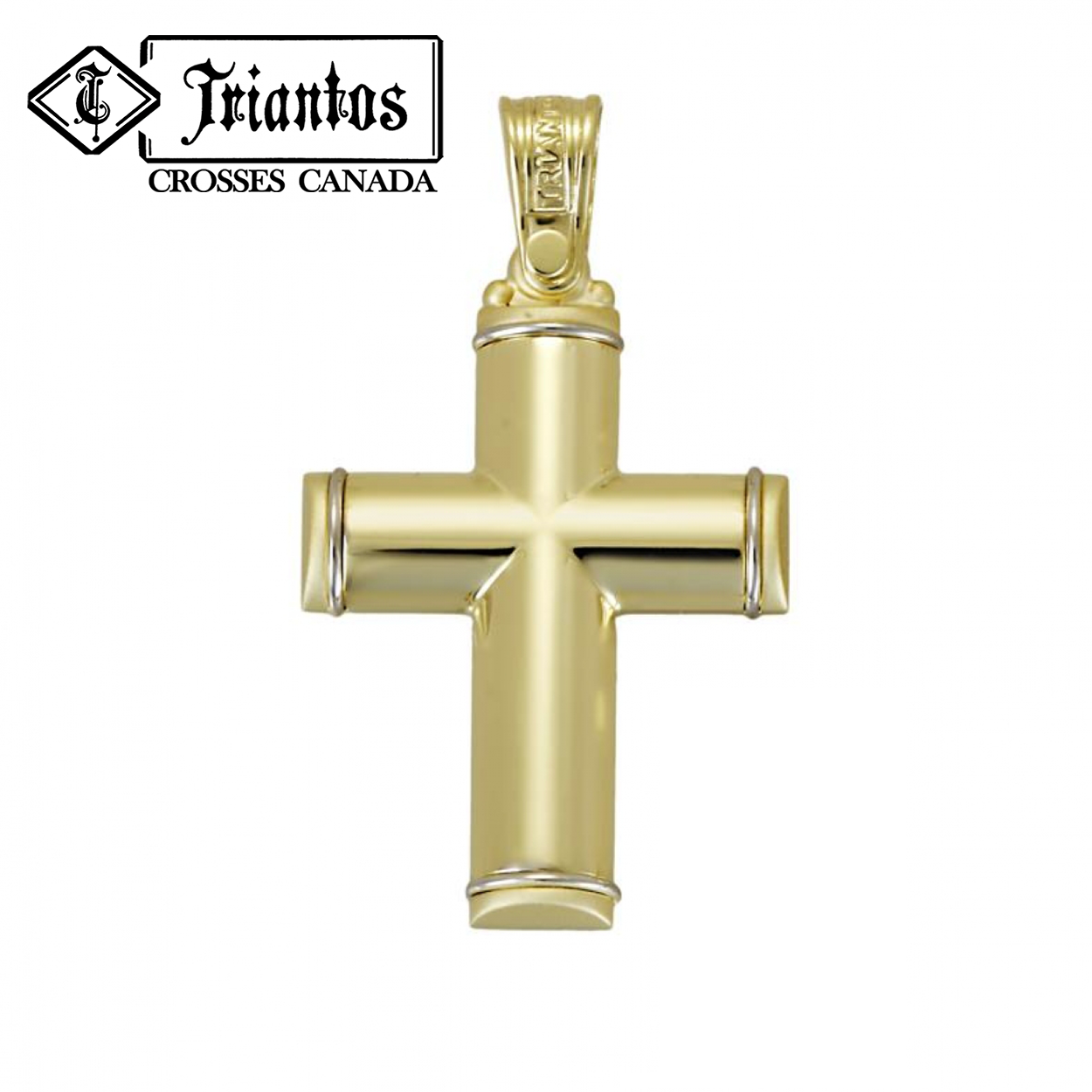 14K Yellow Gold Cross Pendant Round Edged Christian Cross – Triantos ...